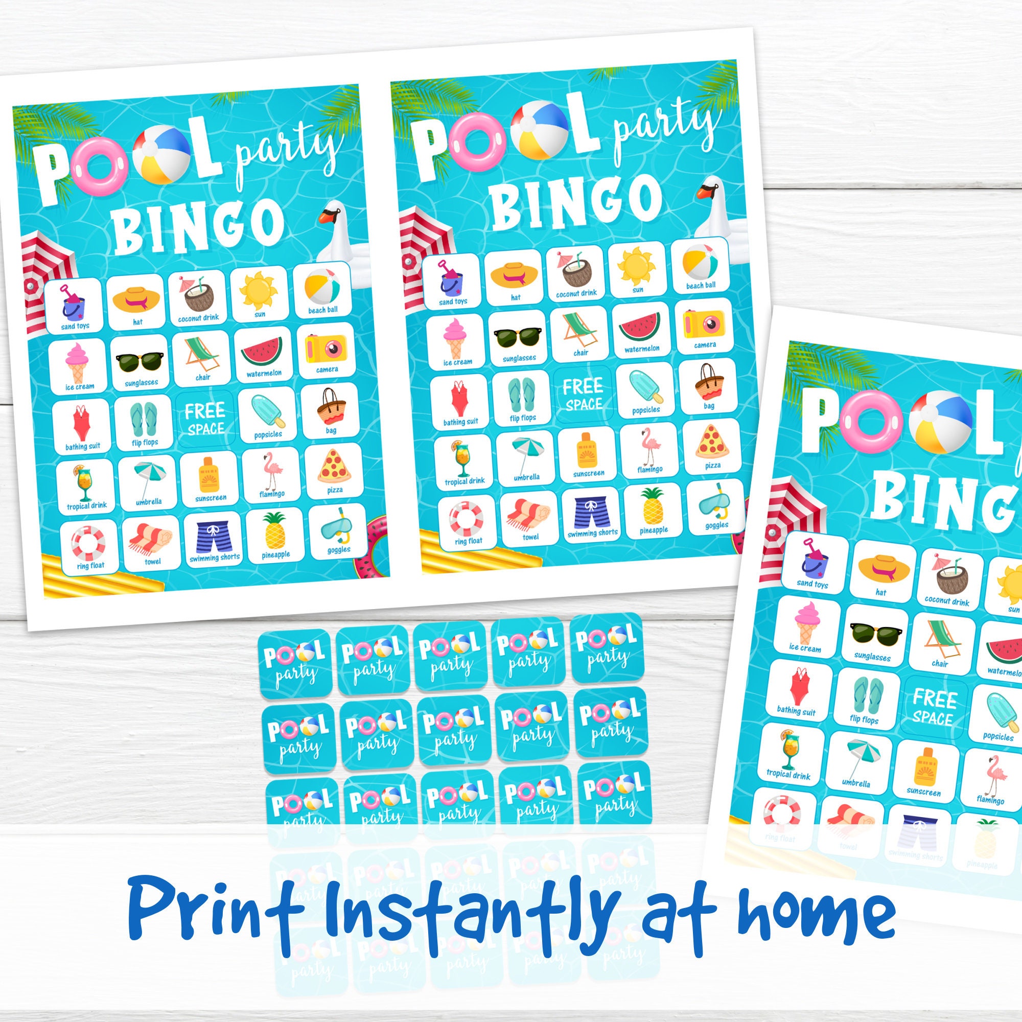 Printable Games for Kids Pool Party BINGO GAME Printable - Etsy Canada