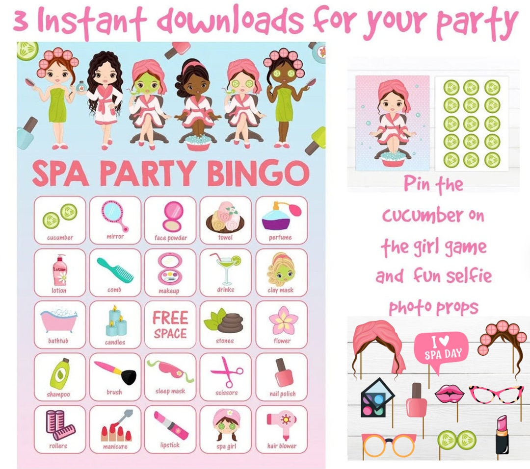 Spa Party Games Includes Spa Party Bingo Printable Game Pin - Etsy