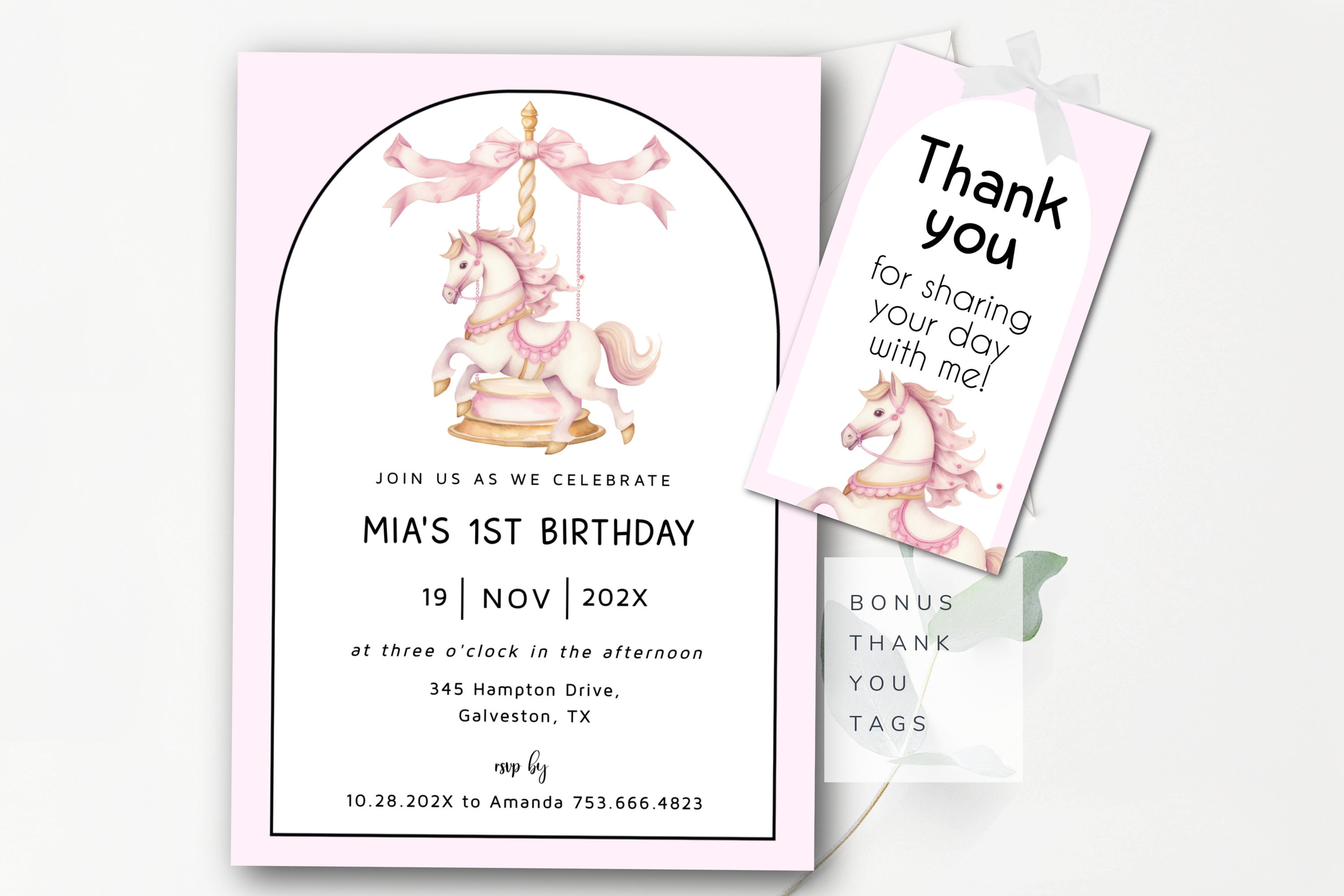 Carousel Invitation Carousel Birthday Invitation Editable Merry Go ...