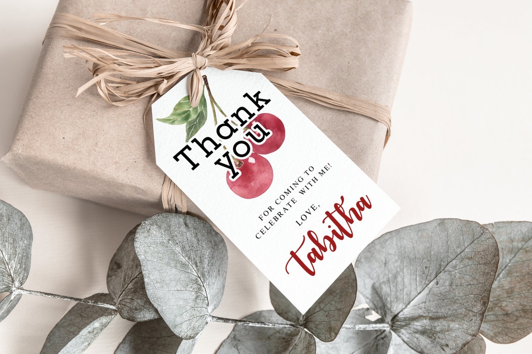 Editable Cherry Birthday Party Gift Tags Cherries Gift Tags Cherries ...