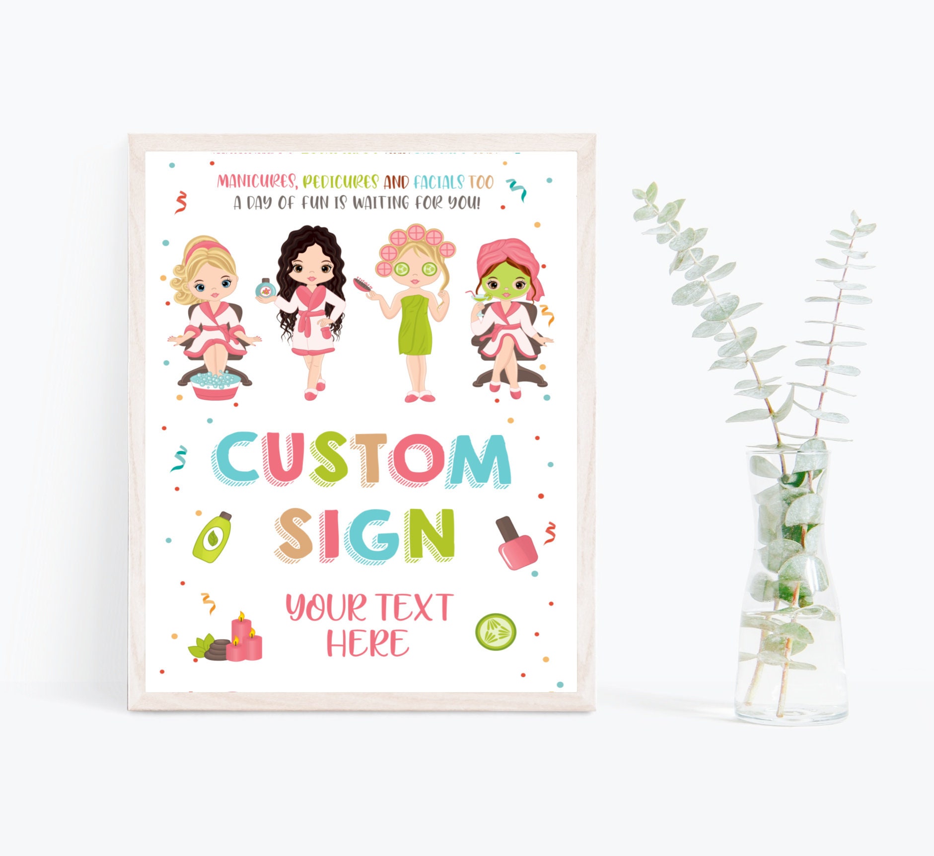 Pamper Party Signs Spa Party Birthday Sign Custom Pamper Party Signs in ...