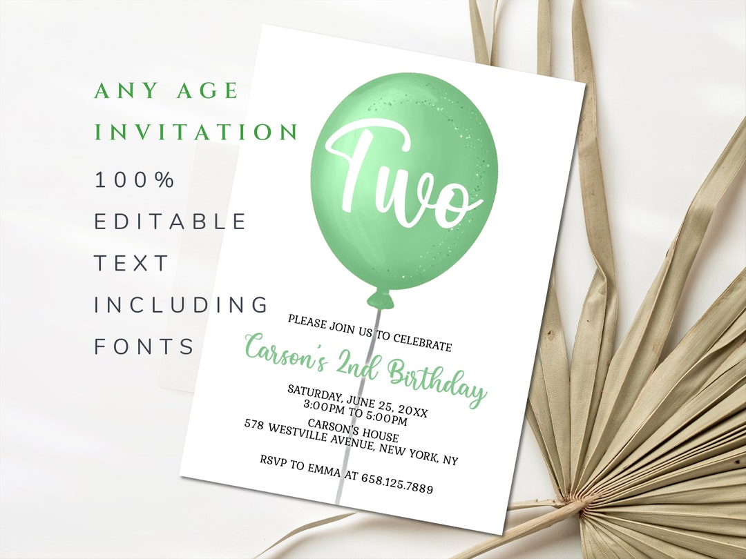 Green Birthday Party Invitation Any Age Birthday Invitation Green ...
