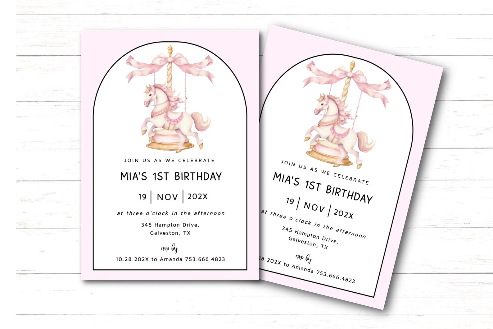 Carousel Invitation Carousel Birthday Invitation Editable Merry Go ...