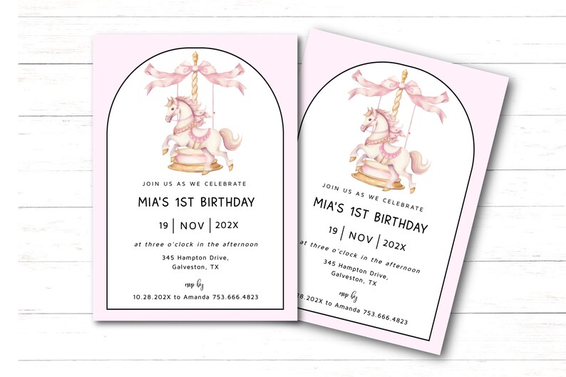 Carousel Invitation Carousel Birthday Invitation Editable Merry Go ...