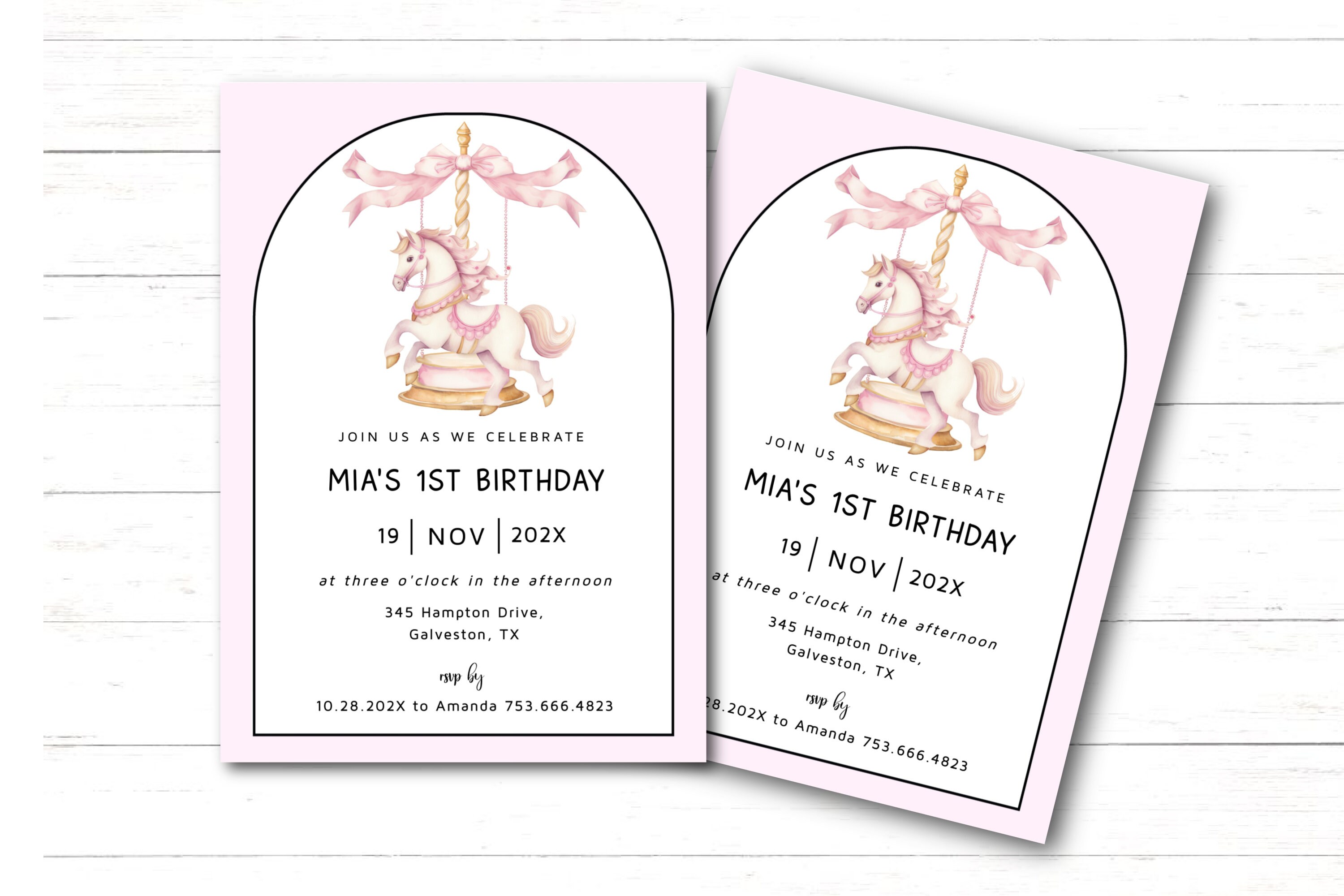 Carousel Invitation Carousel Birthday Invitation Editable Merry Go ...