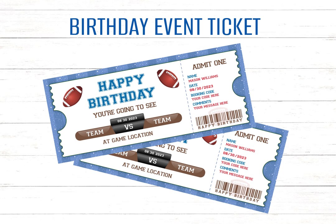 Birthday Football Ticket Football Ticket Birthday Invitation to Edit ...