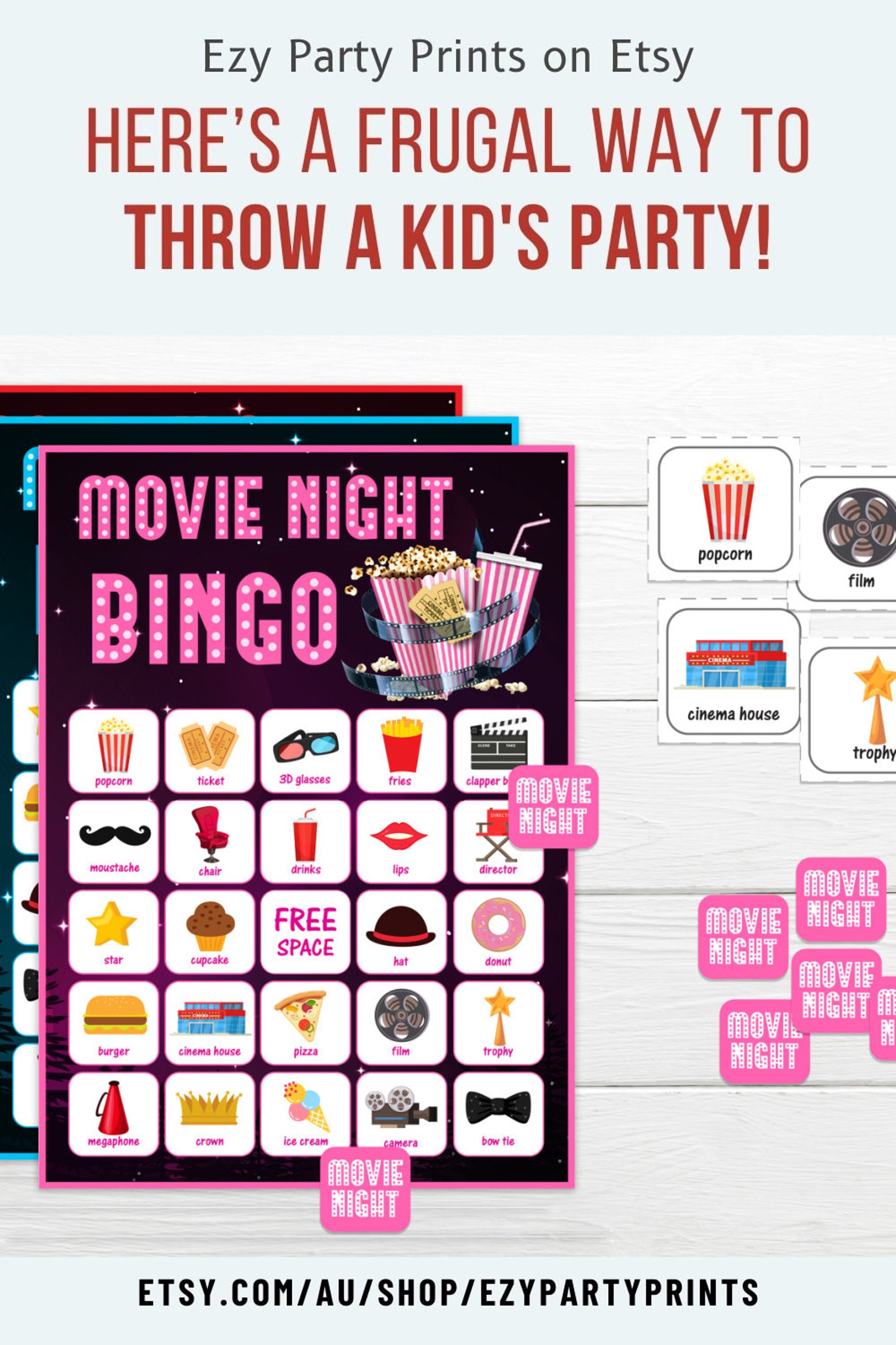 Movie Night Games Movie Night BINGO GAME Printable Bingo | Etsy Australia