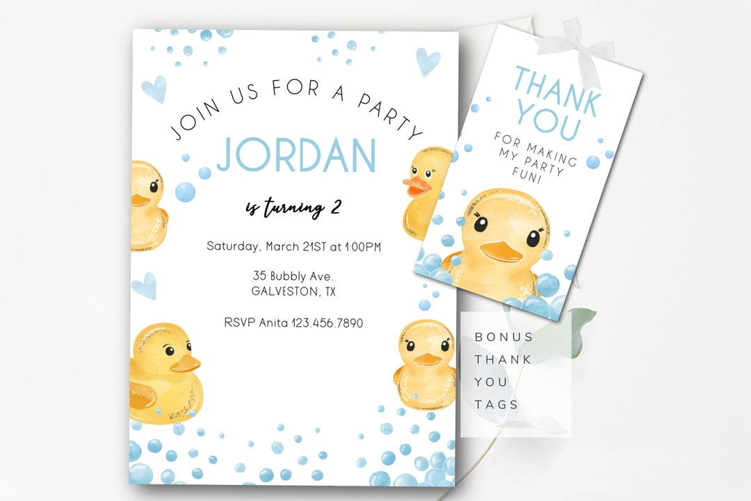 Boys Duck Invitation Rubber Ducky Party Invitation Duckling Boy ...
