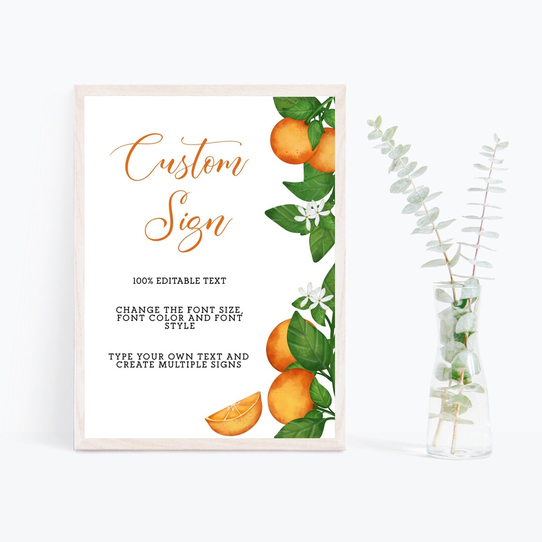 Editable Orange Birthday Party Decor Editable Orange Birthday - Etsy