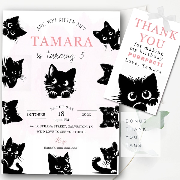 Cat Invitation - Etsy