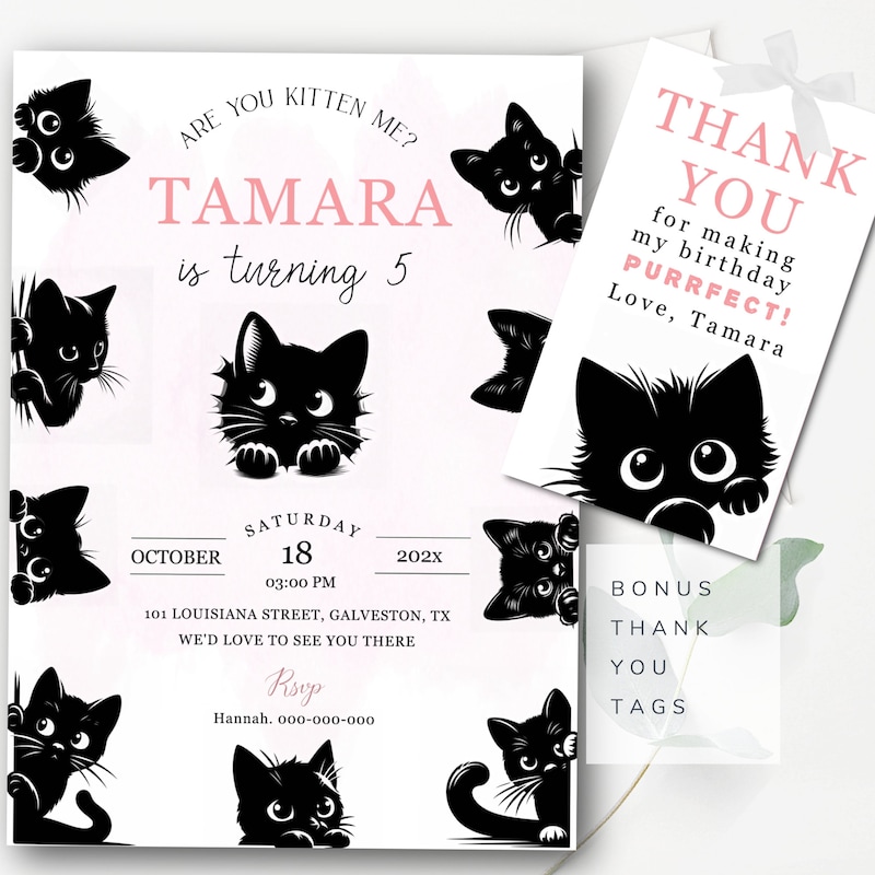 Cat Invitation - Etsy