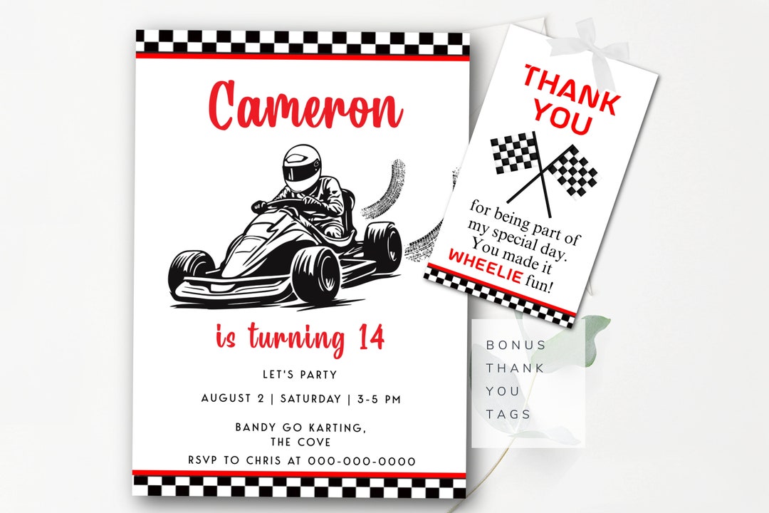 Go Karting Invitation Go Kart Birthday Invitation Kart Racing Party ...