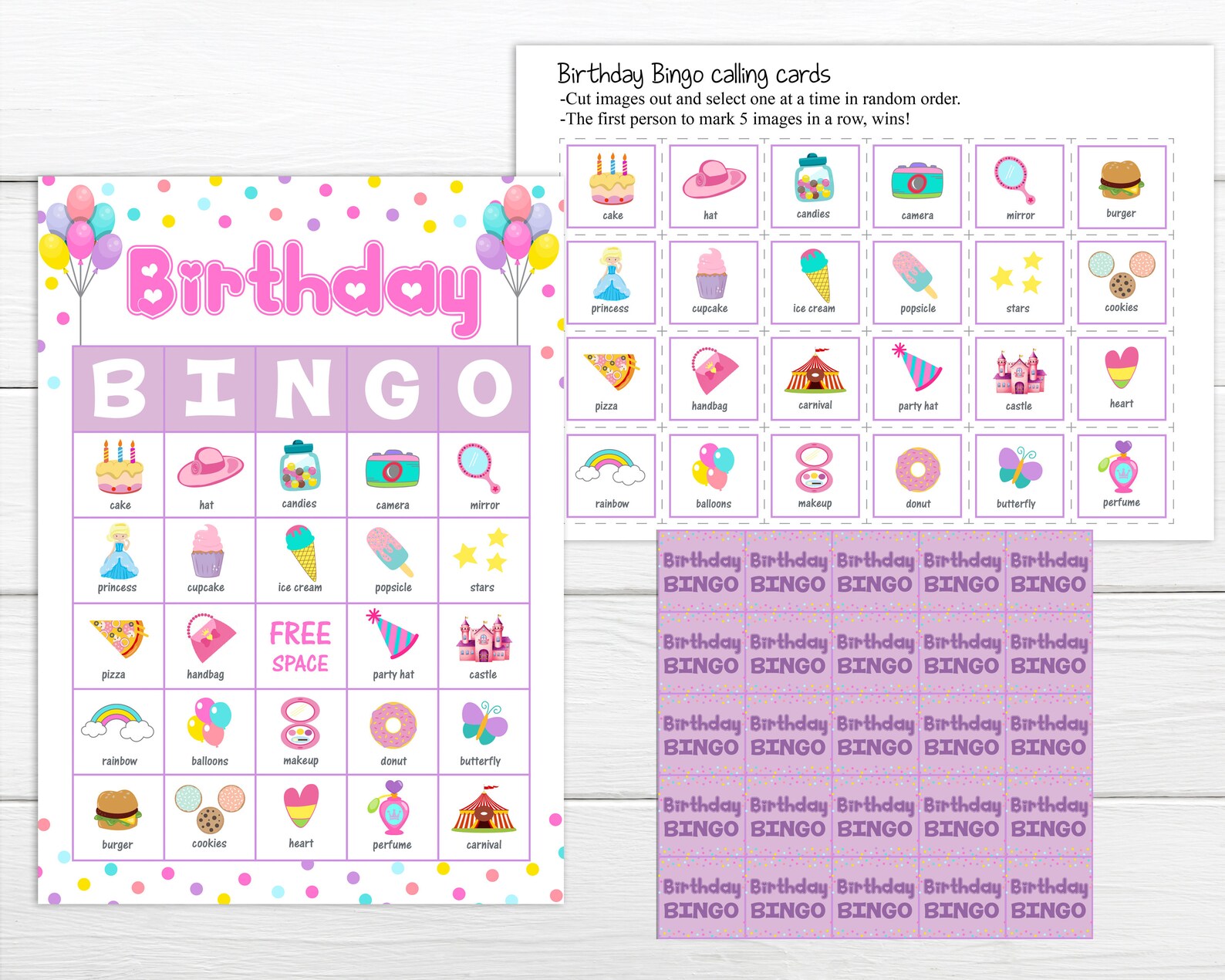 Birthday Bingo Game Purple Party Instant Print Bingo Printable Bingo ...