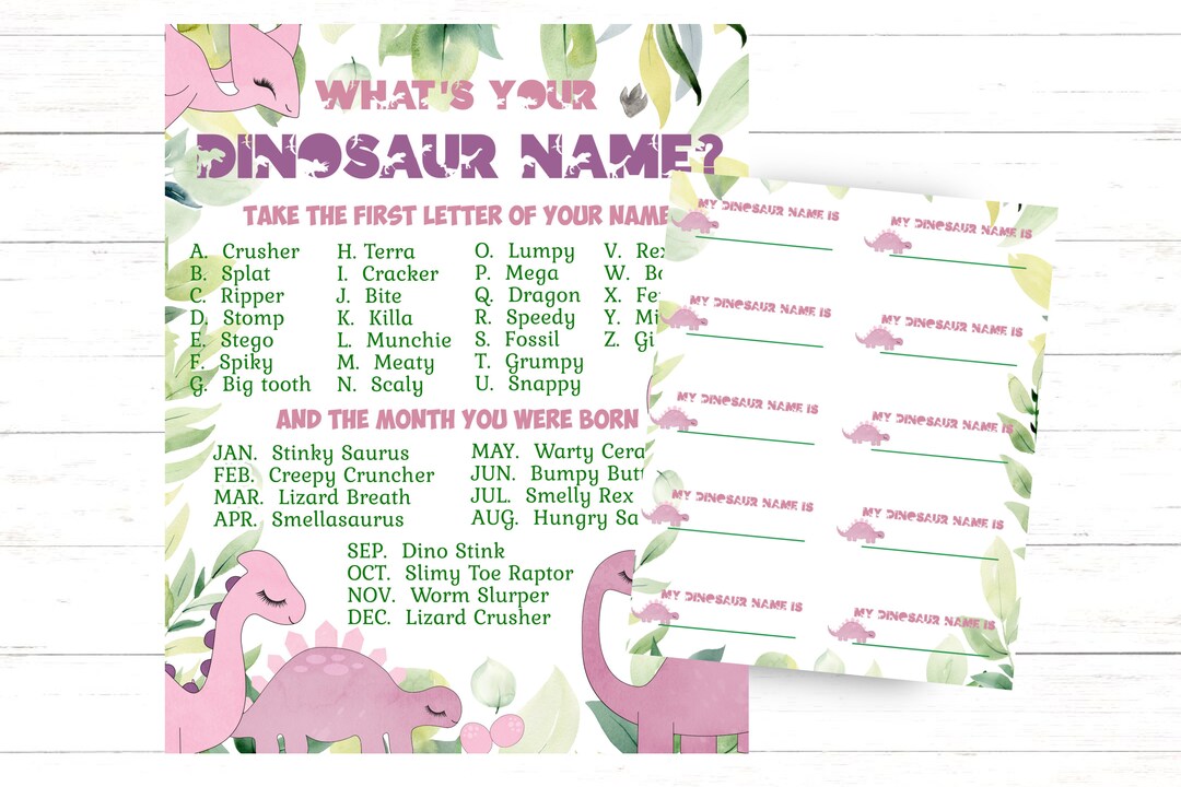 Dinosaur Birthday Party Game, What's Your Dinosaur Name Game? Instant ...