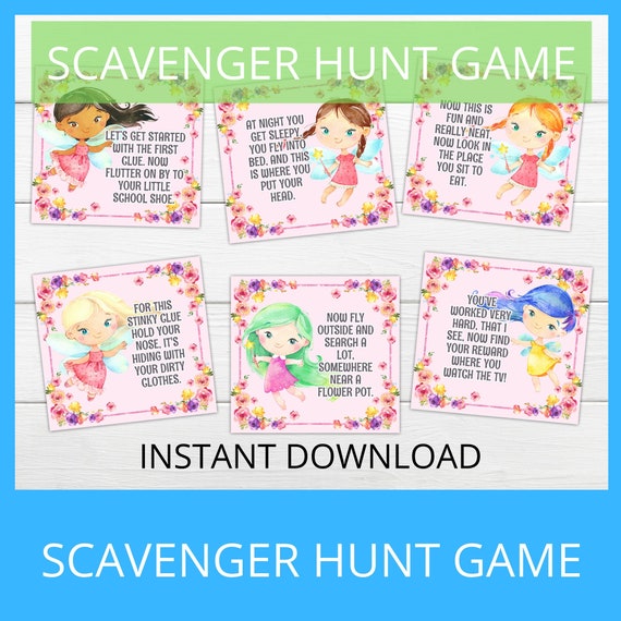 Treasure Hunt Game for kids - Print now or edit the text! Scavenger ...