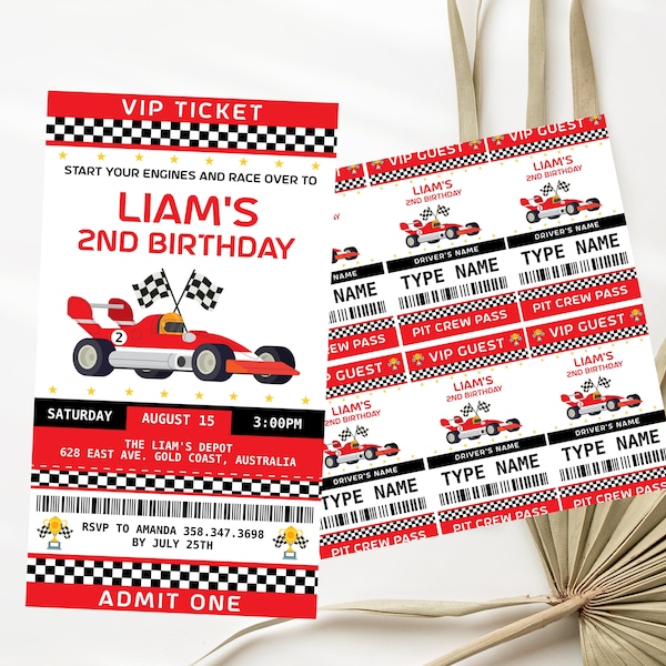 Race Car Invitation - Etsy