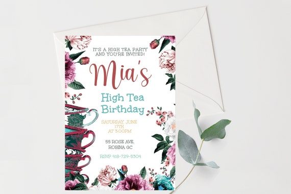 EDITABLE Tea Party Invitation High Tea Birthday Invitation High Tea ...