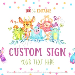 MONSTER PARTY Signs You Can Personalize With Your Own Text for | Etsy
