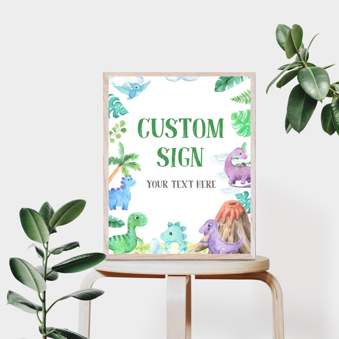 Editable Dinosaur Party Sign, Dinosaur Birthday Custom Signs, Dinosaur ...