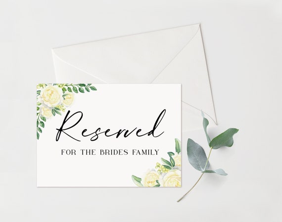 Free Printable Reserved Seating Signs For Your Wedding