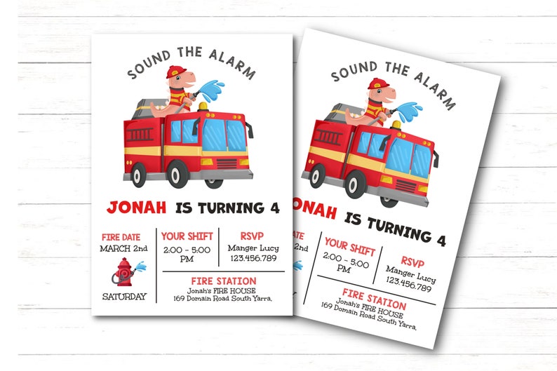 Editable Fire Truck Birthday Invitation for Instant Edit Download and ...