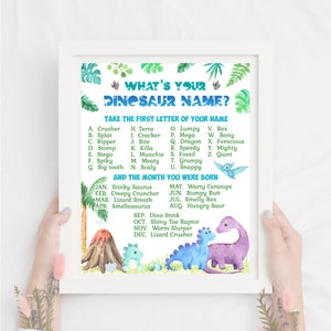 What's Your Dinosaur Name Game. Instant Download Instant Printable ...