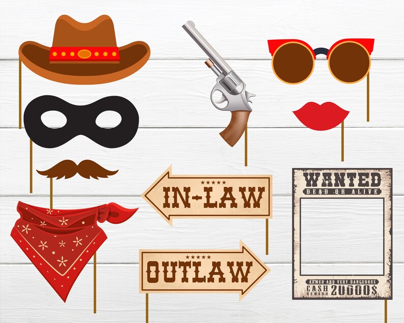 Outlaw Party Props. Outlaw Photo Booth Props Outlaw Printable Props for ...