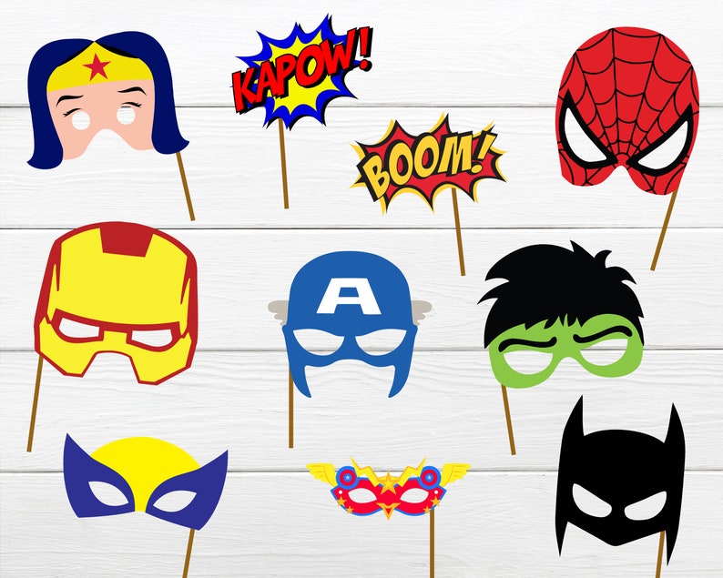 SUPERHERO PARTY PROPS. Super Hero Photo Booth Props - Etsy