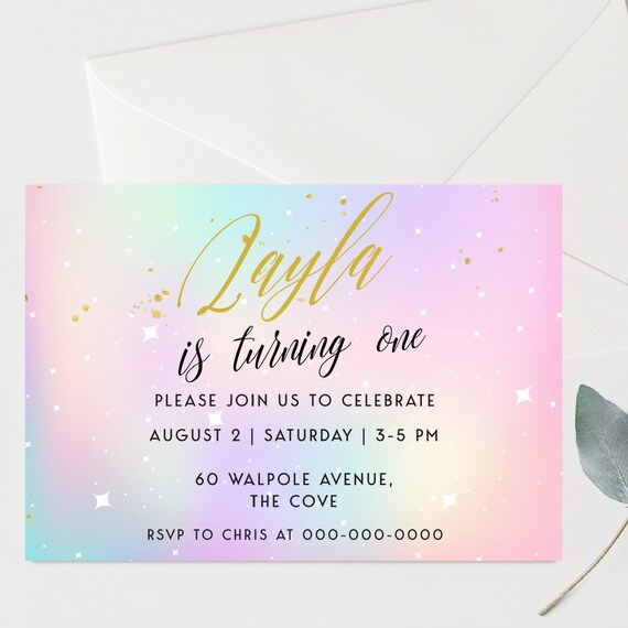 EDITABLE Rainbow Pastel Invitation Pastel Invitation Pastel Colored ...