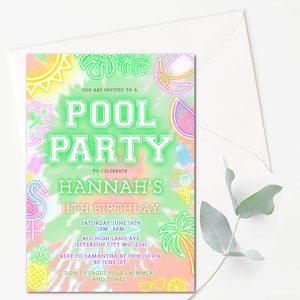 Pool Party Invitation Pool Party Birthday Invitation Editable Pool ...