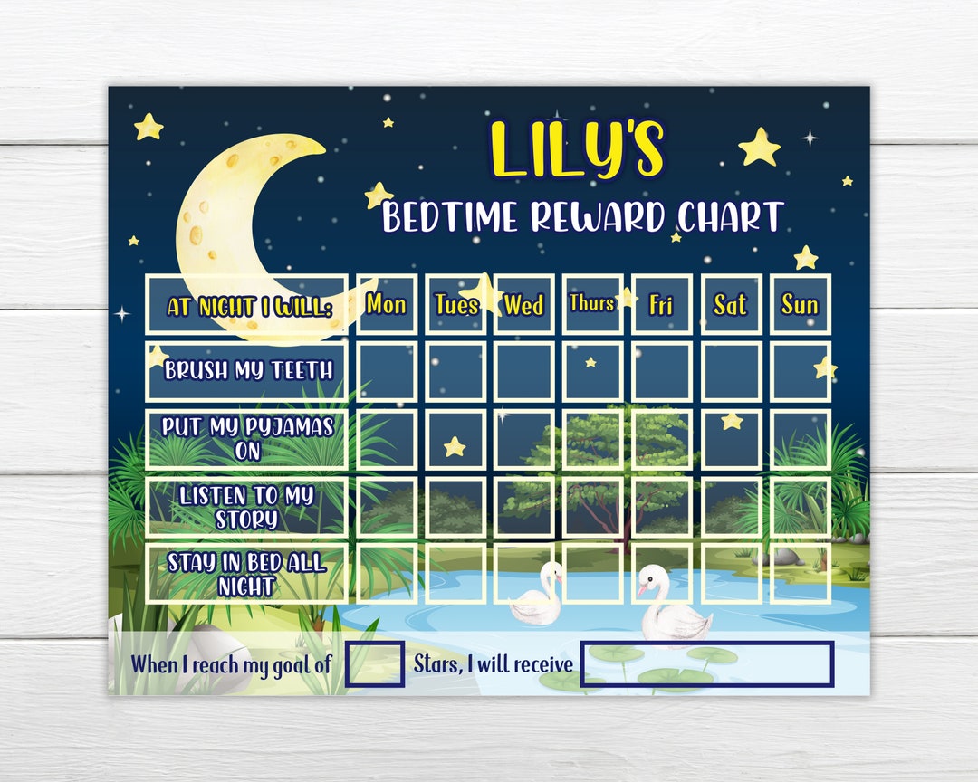 Editable Bedtime Reward Chart for Kids Chore Chart to Edit - Etsy
