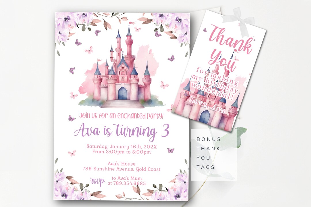 Princess Birthday Party Invitation Template Enchanted Birthday ...