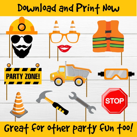 CONSTRUCTION PARTY PROPS. Construction photo booth props Construction ...