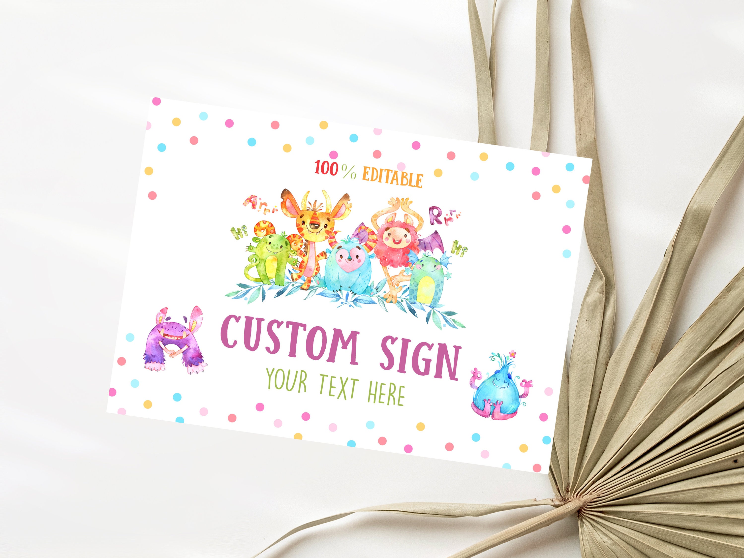 Editable Little Monsters Birthday Custom Signs Monster Party Signs ...