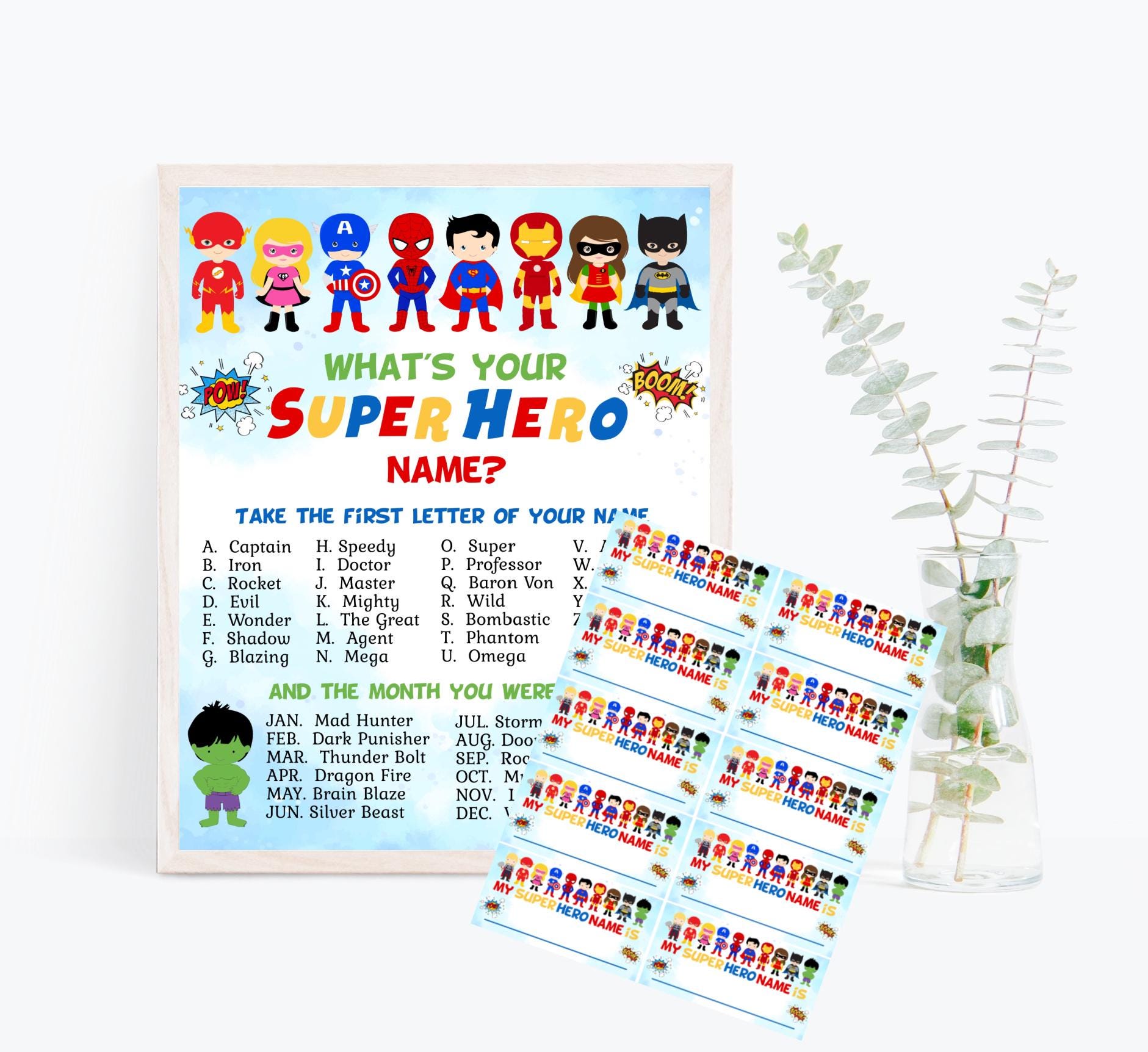 What is Your Superhero Name Game Instant Download, Instant Printable ...