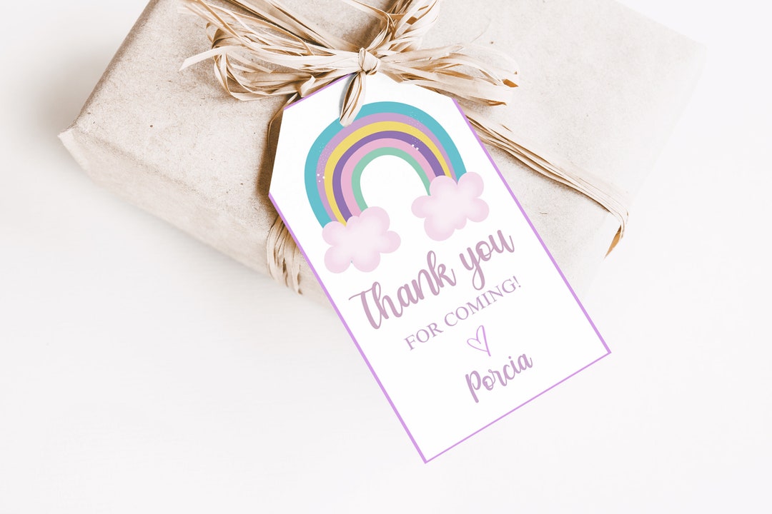 Editable Rainbow Gift Tags Personalized Rainbow Favor Cards Editable ...