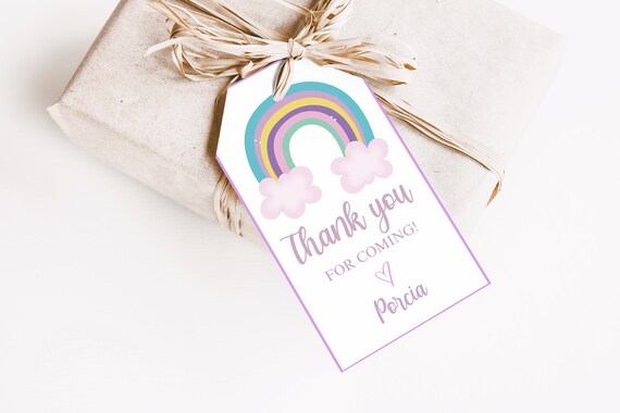 EDITABLE Rainbow Gift Tags Personalized Rainbow Favor Cards - Etsy