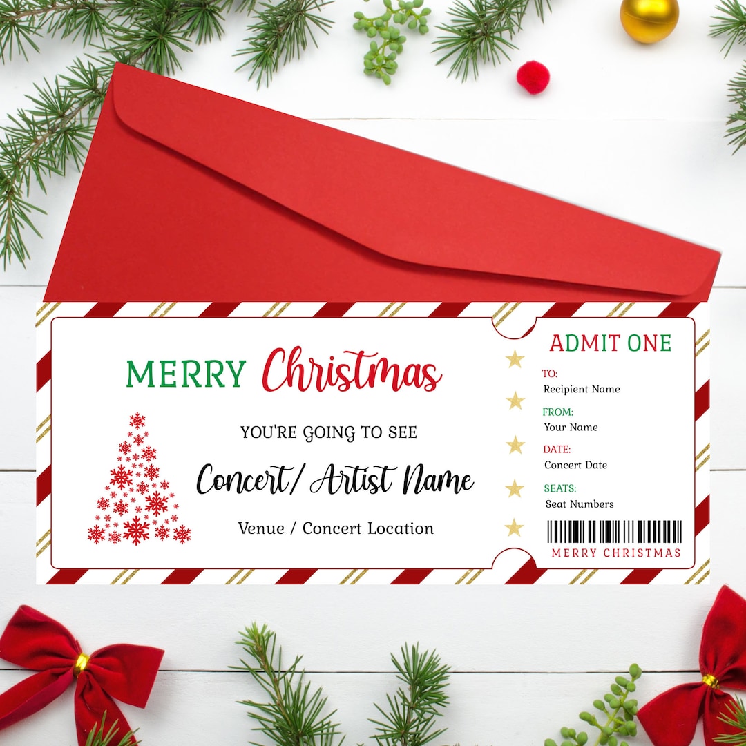 Christmas Concert Gift Ticket Printable Christmas Gift Certificate ...