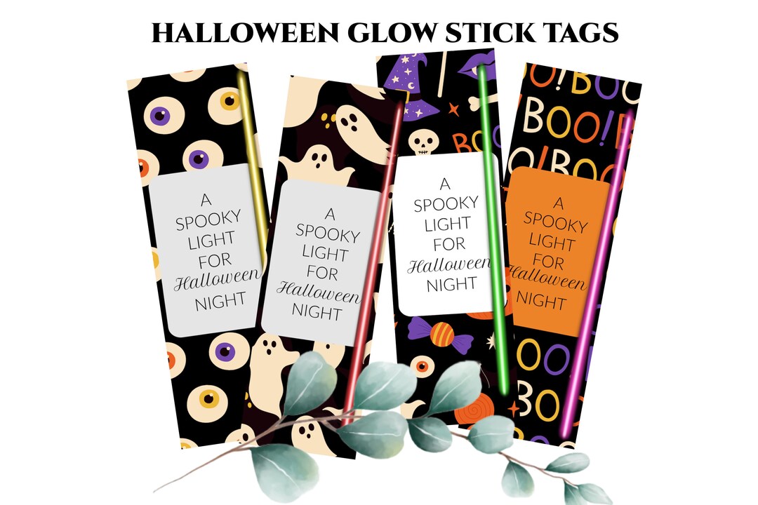 Printable Halloween Glow Stick Tags Glow Stick Holder Halloween Treat ...