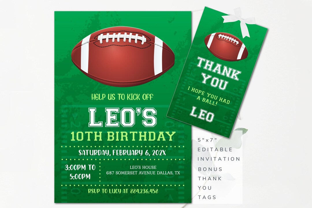 Football Birthday Invitation Football Birthday Party Invitation Footy ...