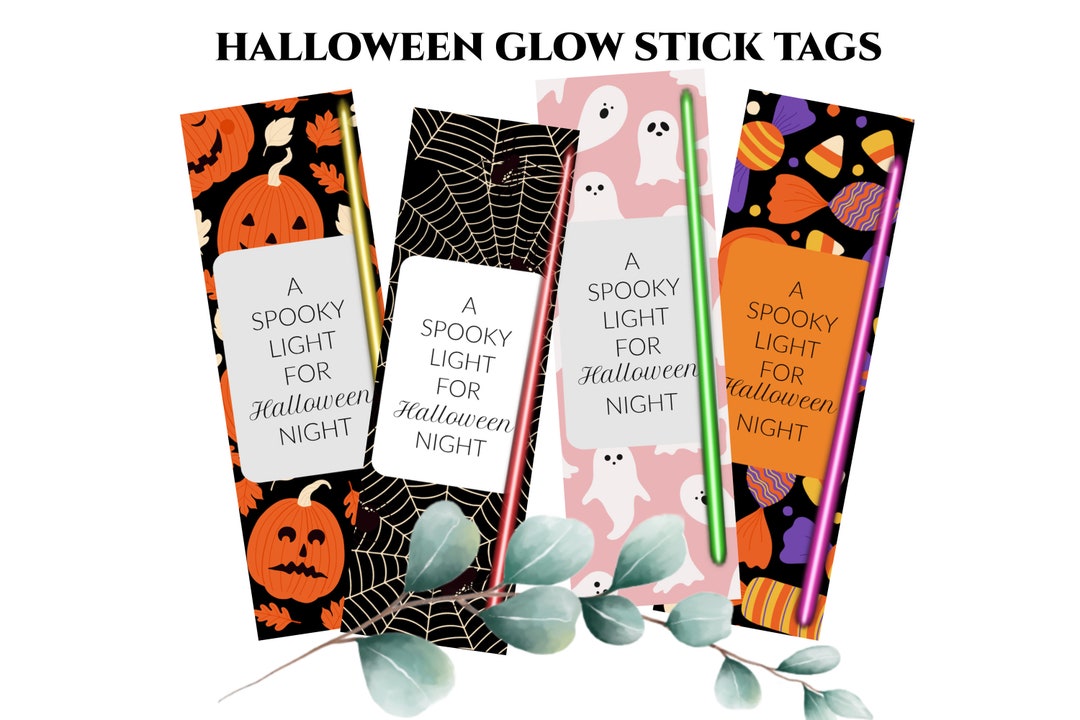 Glow Stick Tags Halloween Glow Stick Printable Holder Halloween Treat ...
