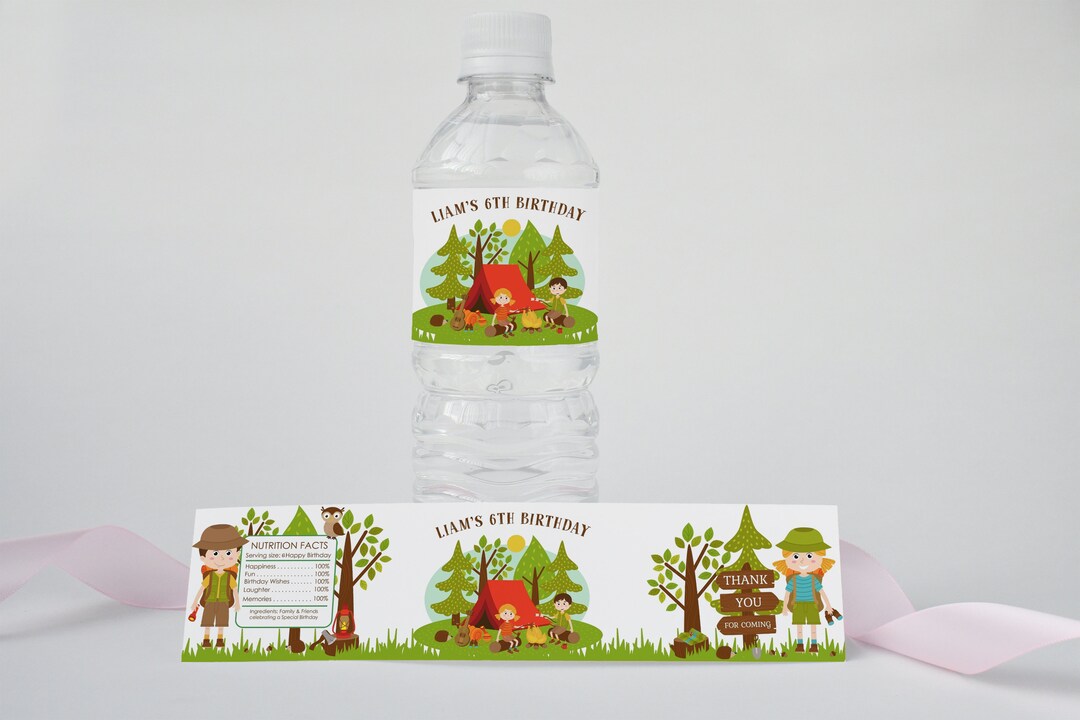 Editable Happy Camper Bottle Label Template, Little Camper Water Bottle ...