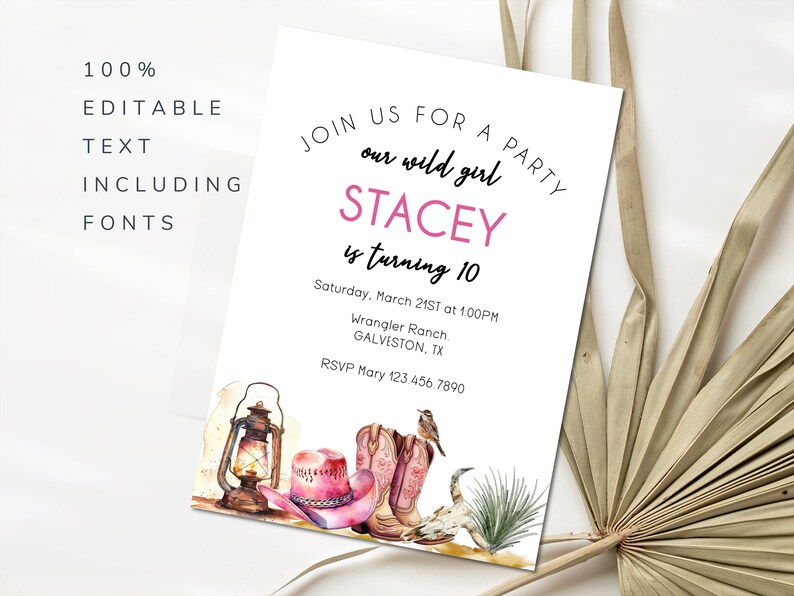 Western Girl Birthday Invitation Cowgirl Party Invitation Wild West ...