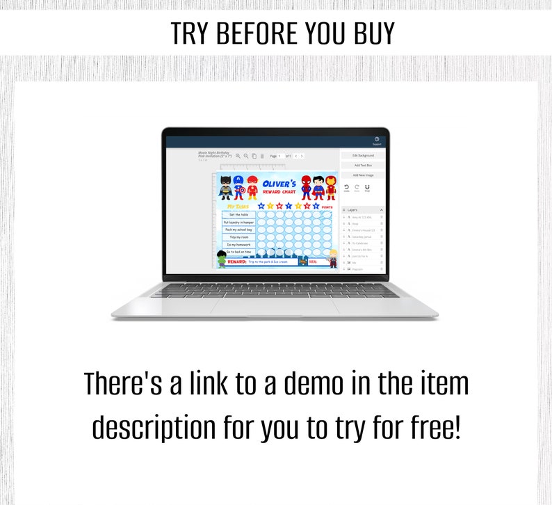 Editable Superhero Reward Chart Boys Chore Chart Instant Print Boys ...