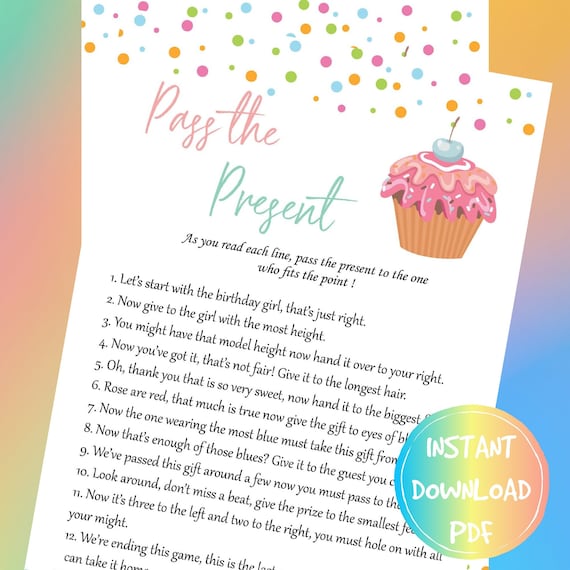 Teen Slumber Party Games Pass the Present Printable Game - Etsy