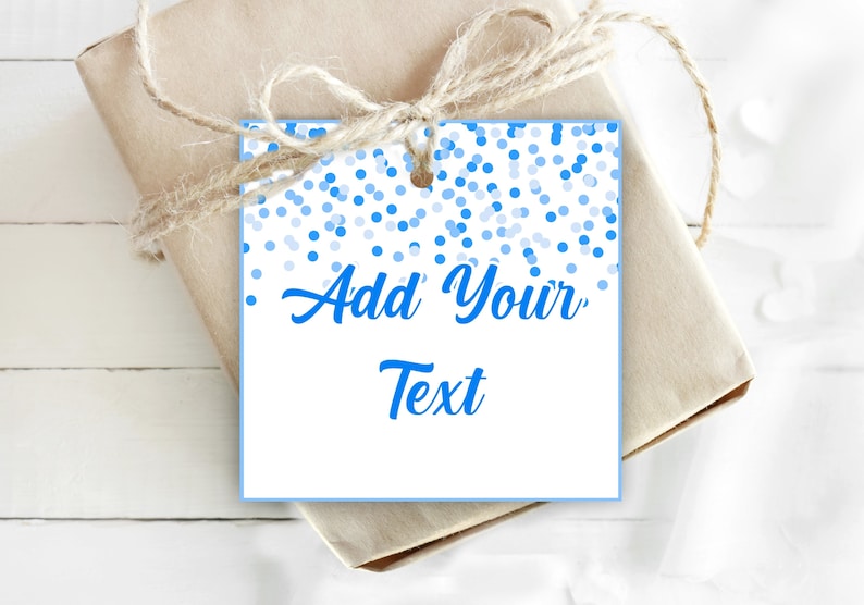 EDITABLE Blue Gift Tags Editable in Corjl. Blue Confetti Favor - Etsy ...