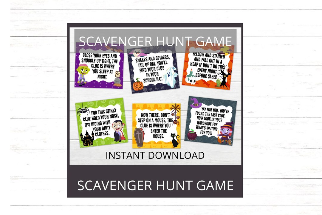 Scavenger Hunt Halloween Game for Kids Editable Scavenger Hunt Game ...