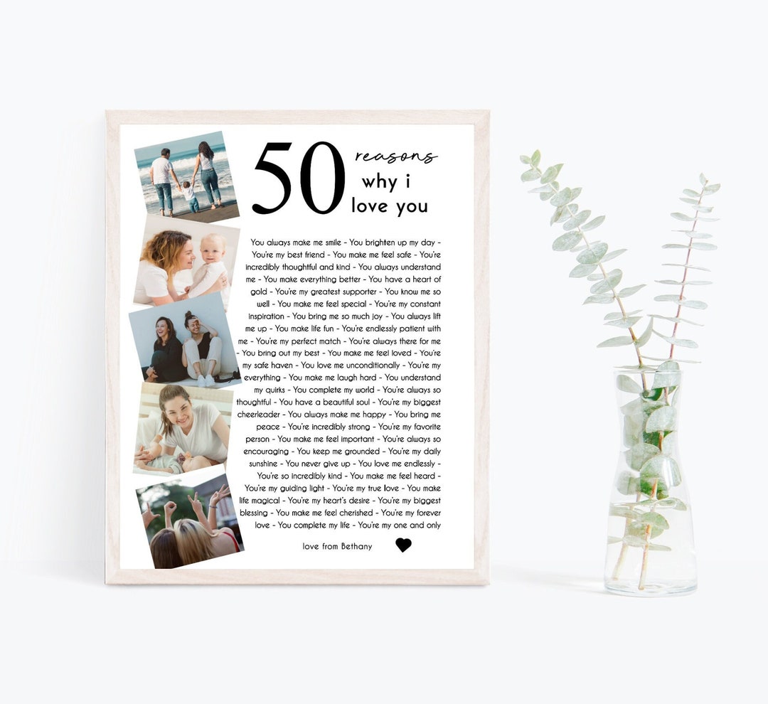 50 Reasons Why We Love You Poster Template Printable 50th Gift for Her ...