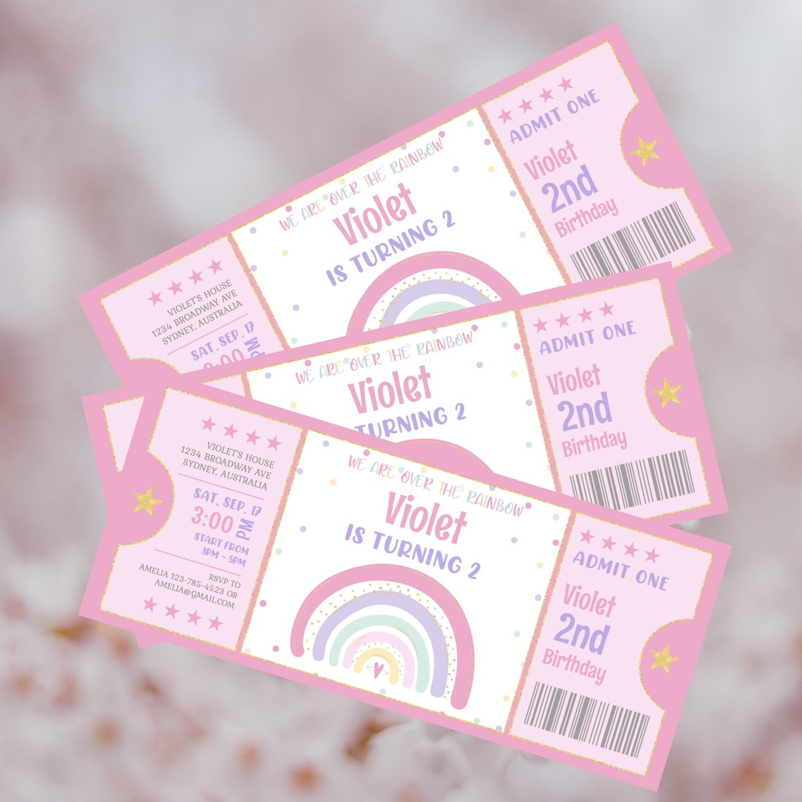 Rainbow Birthday Invitation Ticket Rainbow Birthday | Etsy