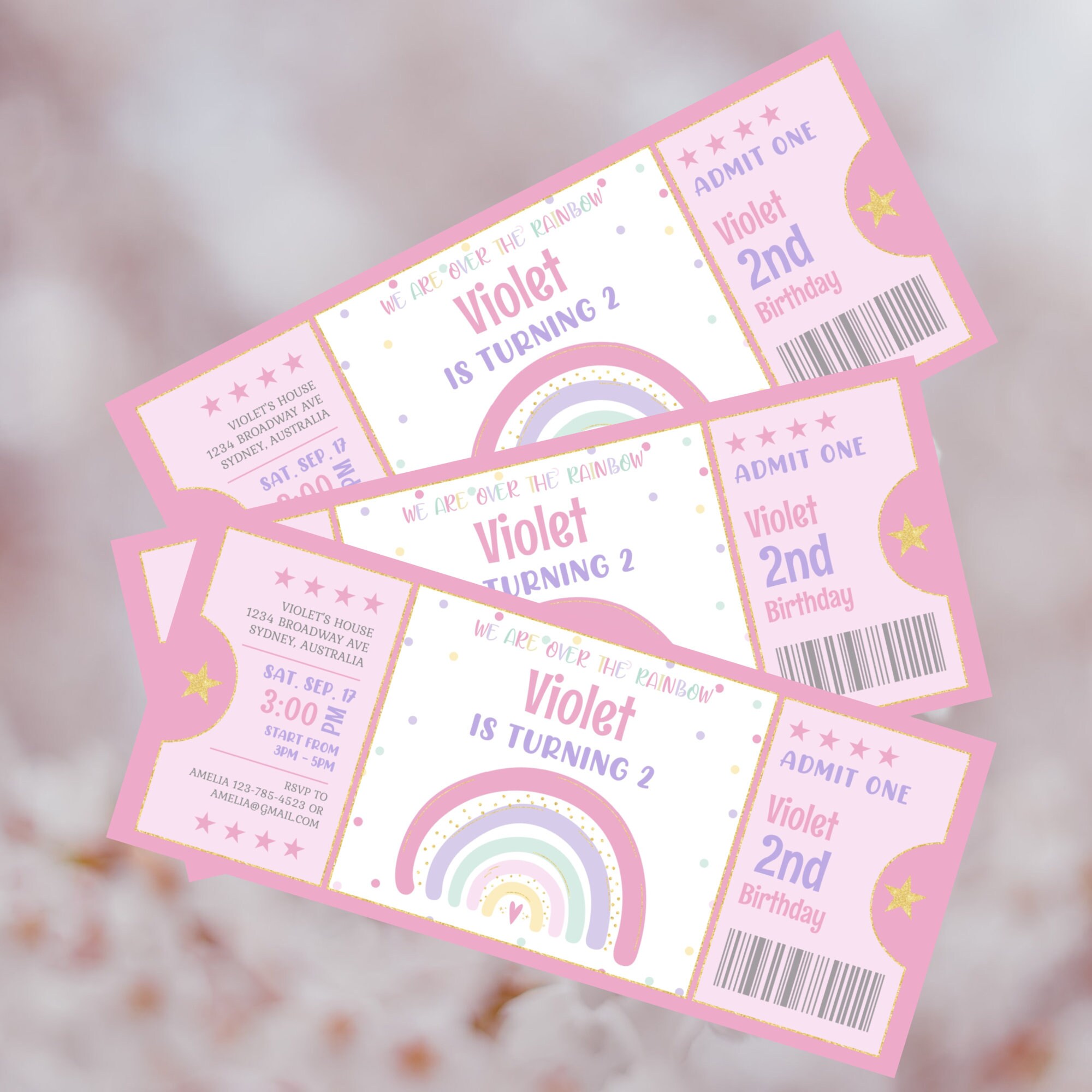 Rainbow Birthday Invitation Ticket Rainbow Birthday Invitation to Edit ...